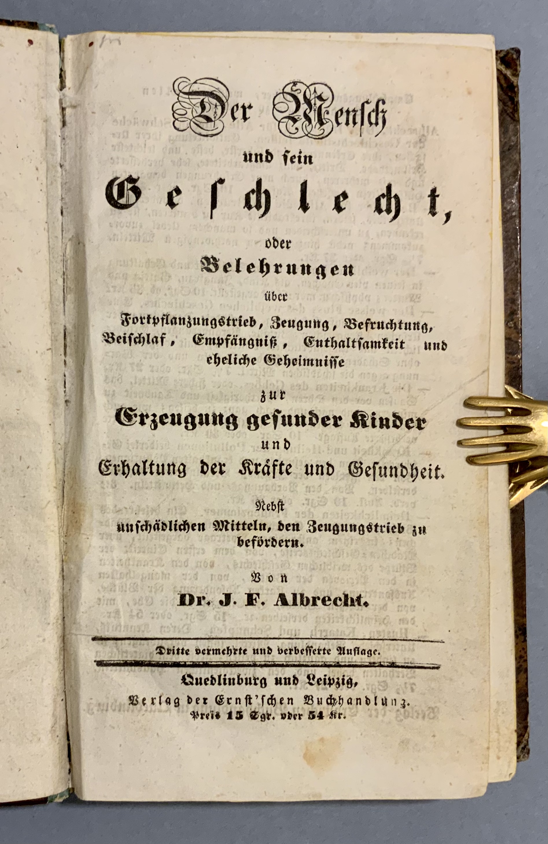 Der Mensch und sein Geschlecht oder Belehrung über Fortpflanzung ...